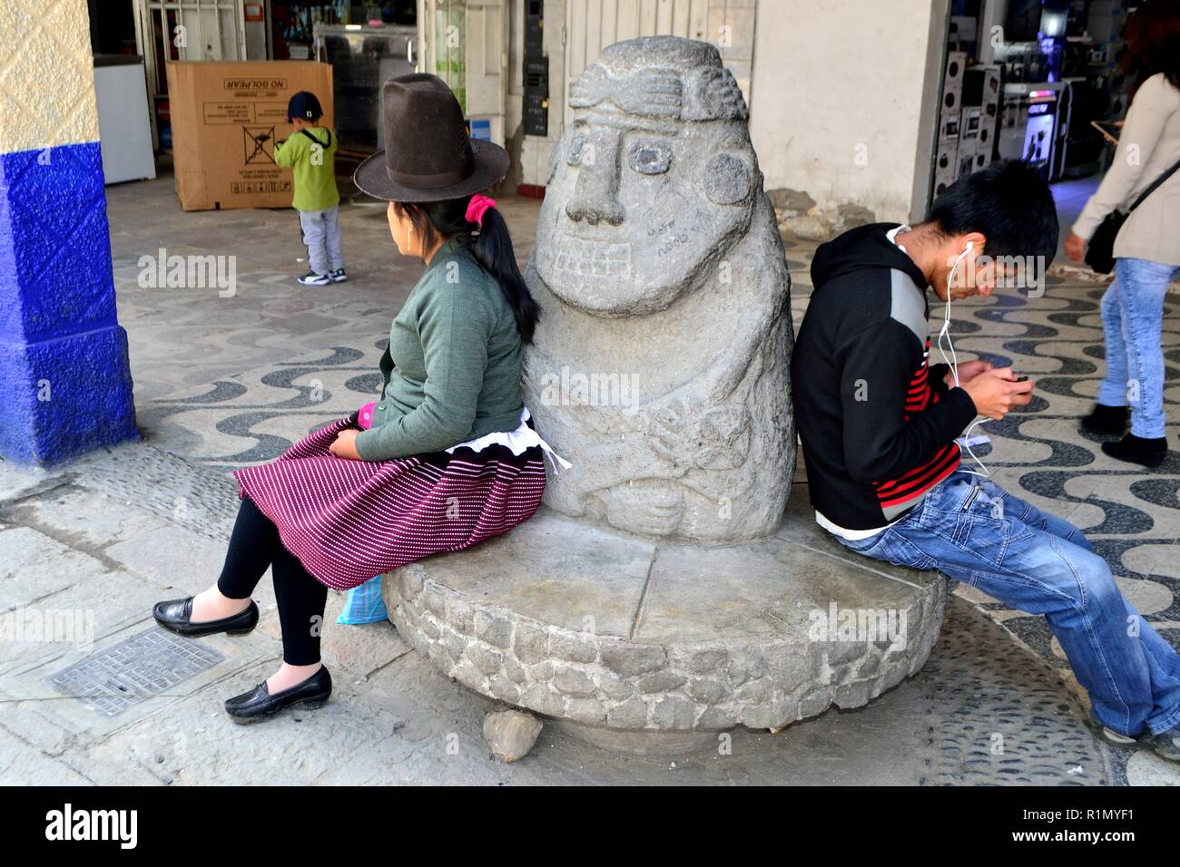 Sculpture of the Recuay culture in HUARAZ. Department of Ancash.PERU ...