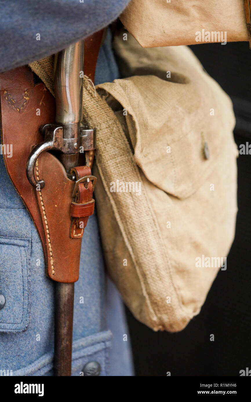 Extras wearing old french military uniforms attend the Commemoration ...