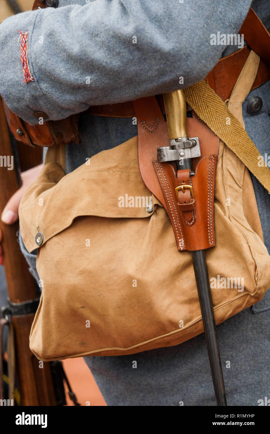 Extras wearing old french military uniforms attend the Commemoration ...