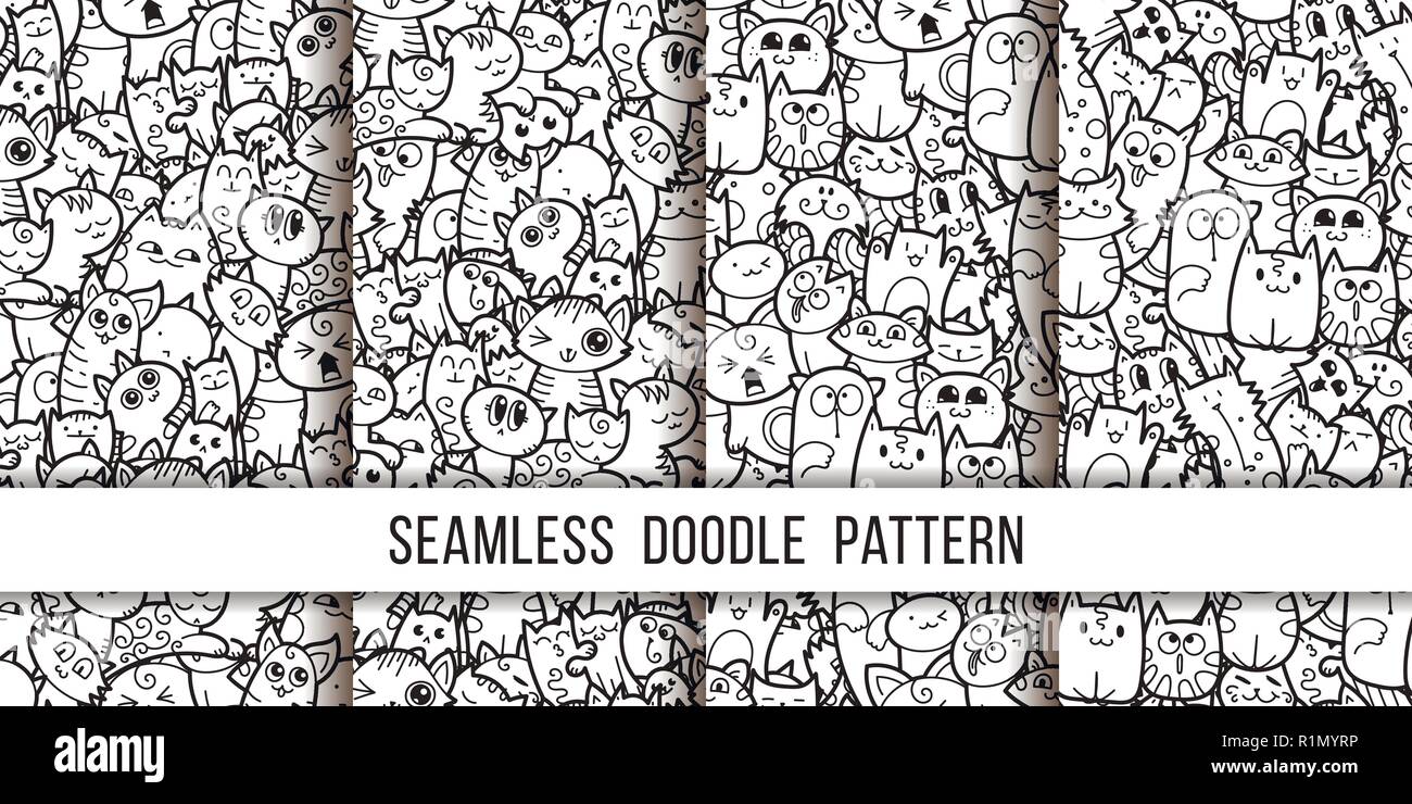 Collection of funny doodle monsters seamless pattern for prints ...