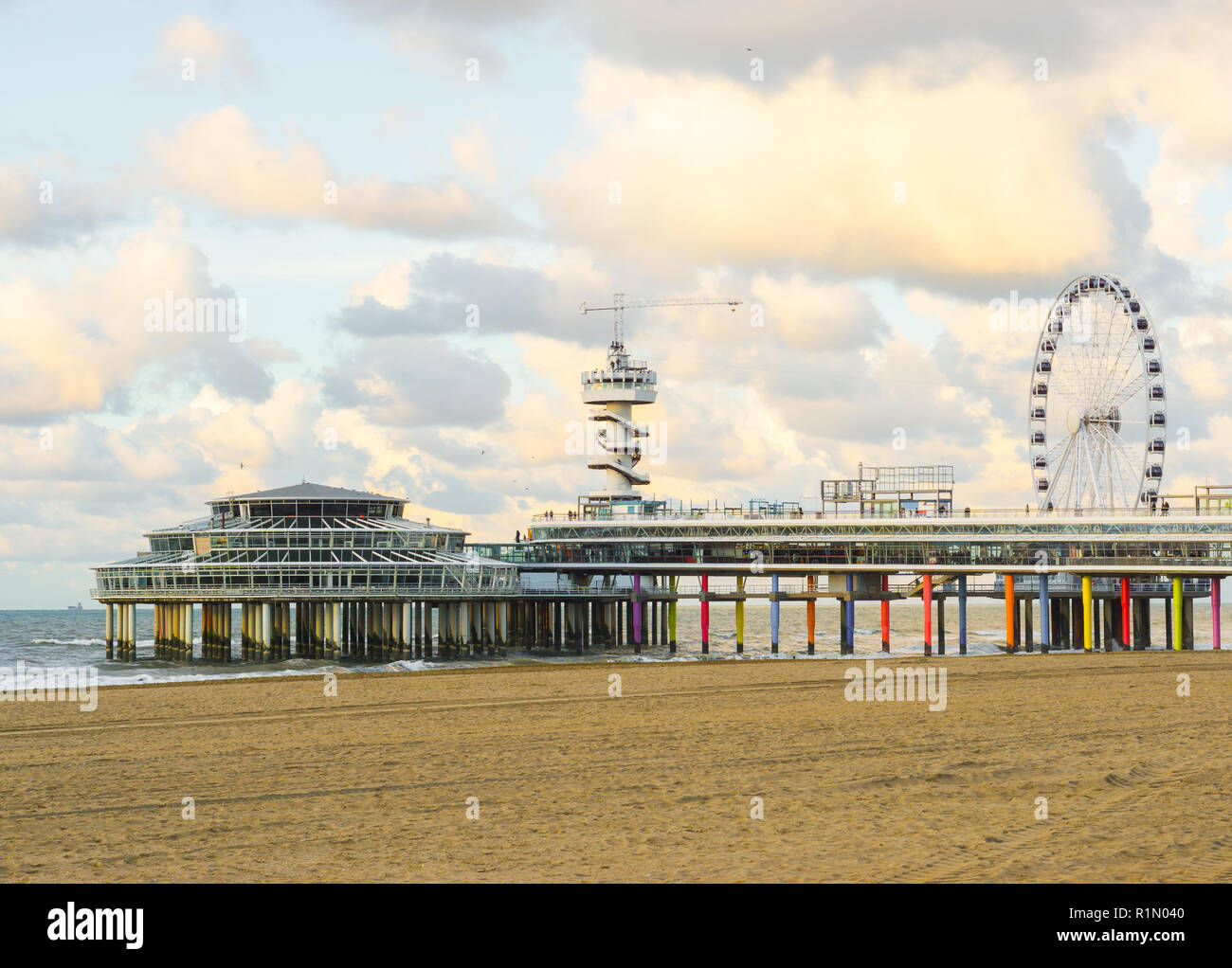 the famous pier jetty of Scheveningen beach the hague a popular ...