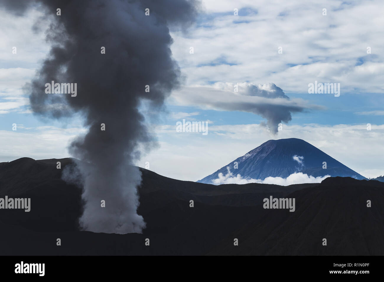 Bromo volcano eruption on Java island in Indonesia Stock Photo - Alamy