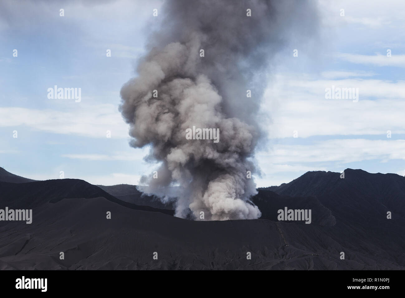 Bromo volcano eruption on Java island in Indonesia Stock Photo - Alamy