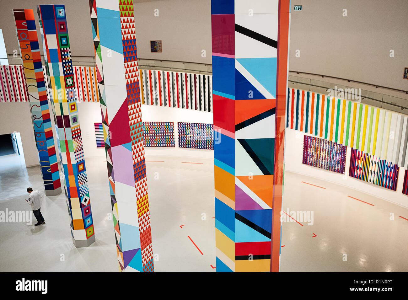 A view from above of artwork inside the Yaakov Agam Museum in Rishon ...