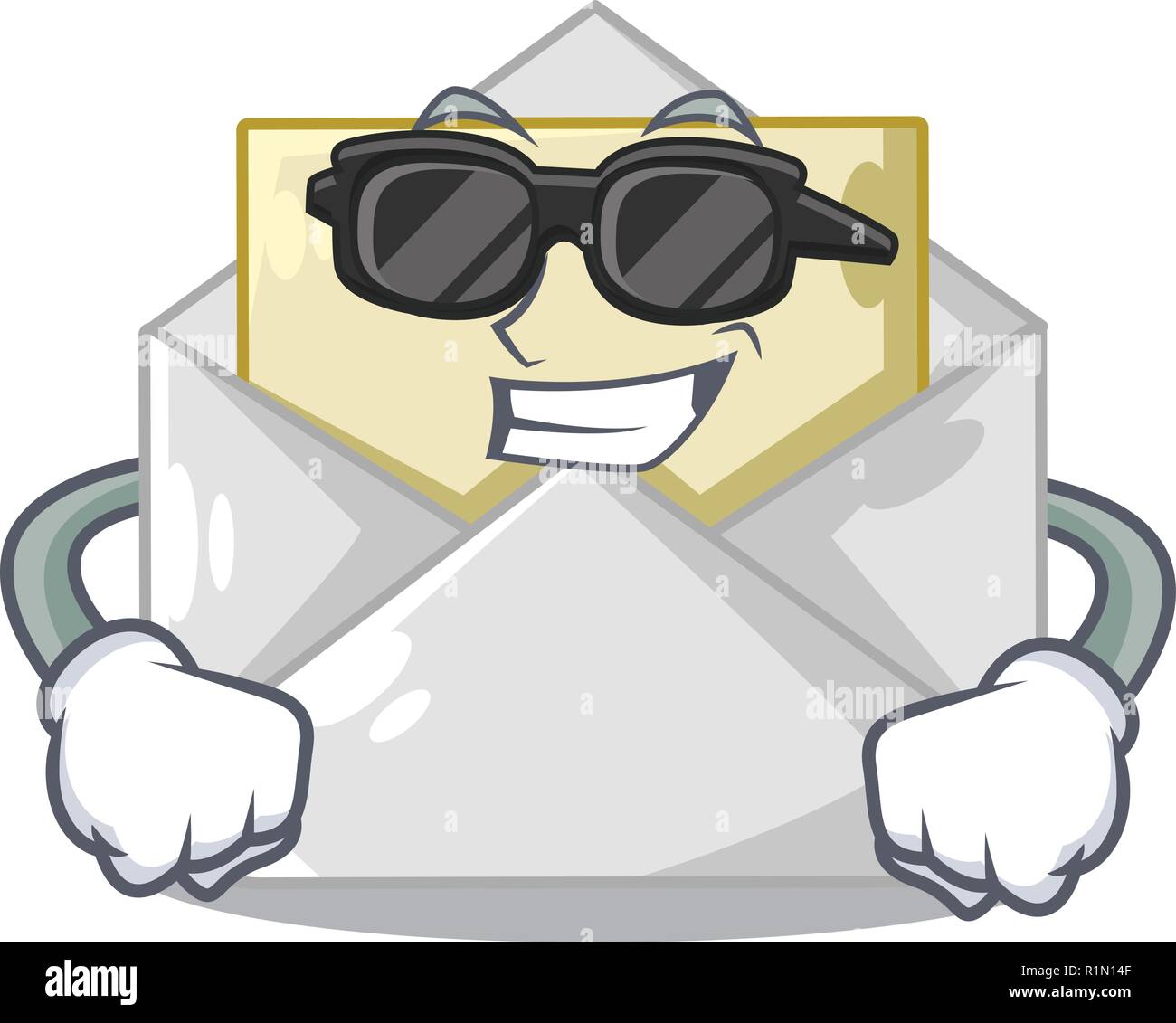 Super cool open envelope greeting posters on character Stock Vector ...