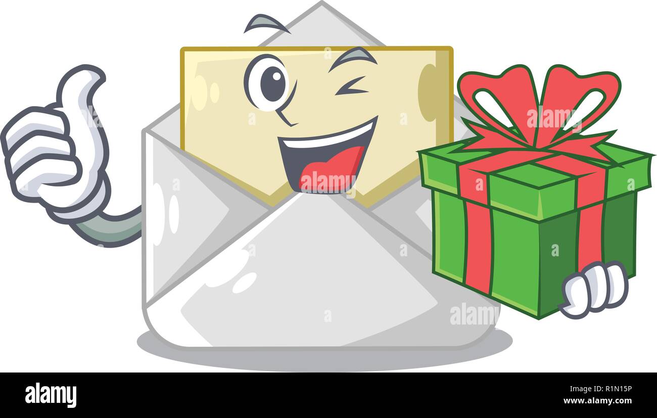 With gift open envelope on cartoon shape blank Stock Vector Image & Art ...