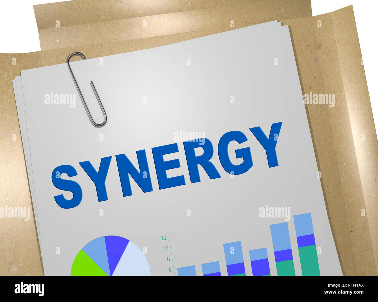 3D illustration of SYNERGY title on business document Stock Photo - Alamy