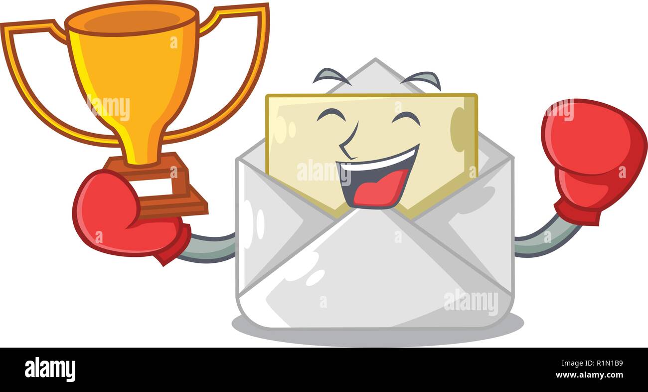 Boxing winner envelope opened on shape white mascot Stock Vector Image ...