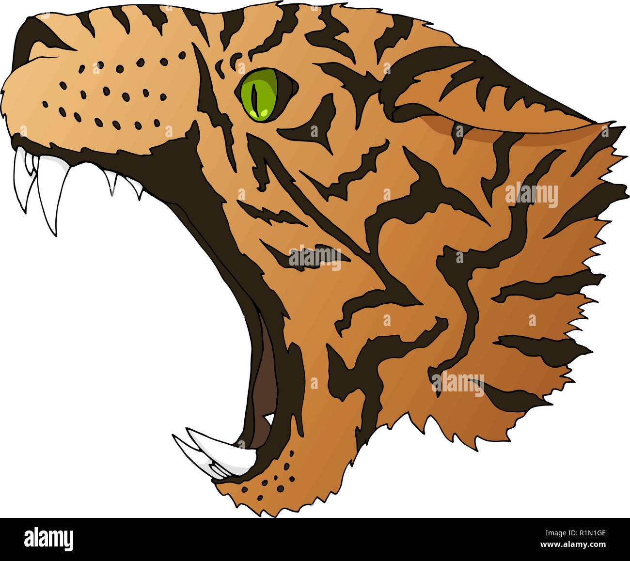 Vector angry leopard portrait. Tiger predator head colorful isolated ...