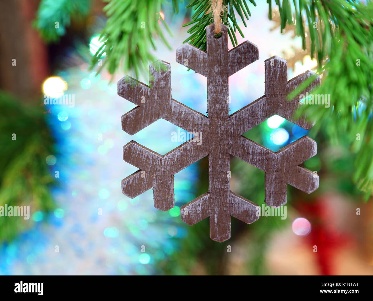 christmas wooden snowflake Stock Photo - Alamy