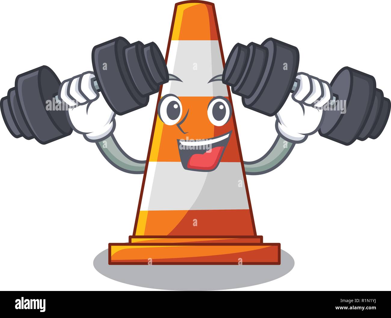 Fitness traffic cone on road cartoon shape Stock Vector Image & Art - Alamy
