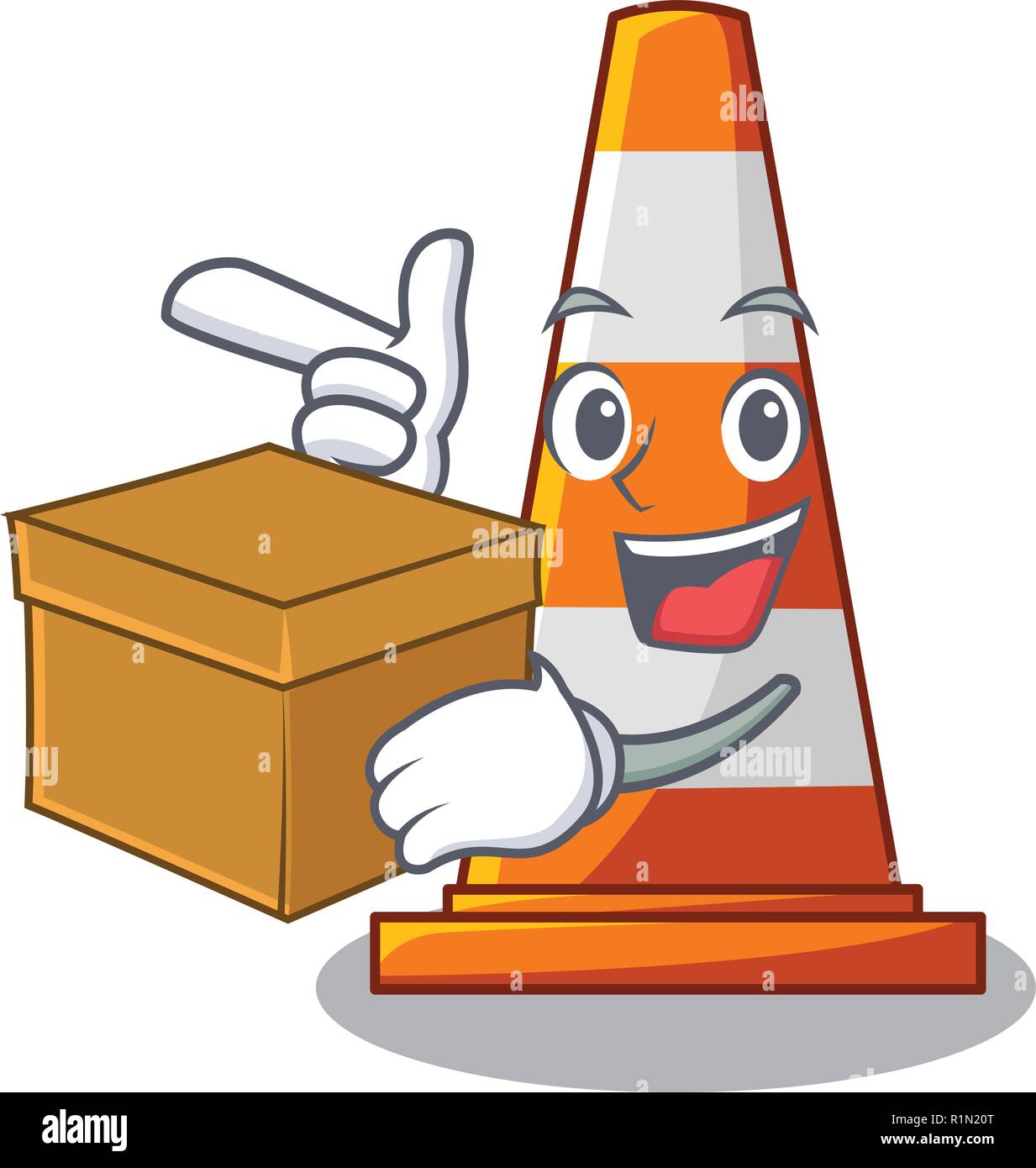 With box traffic cone on Made in cartoon Stock Vector Image & Art - Alamy
