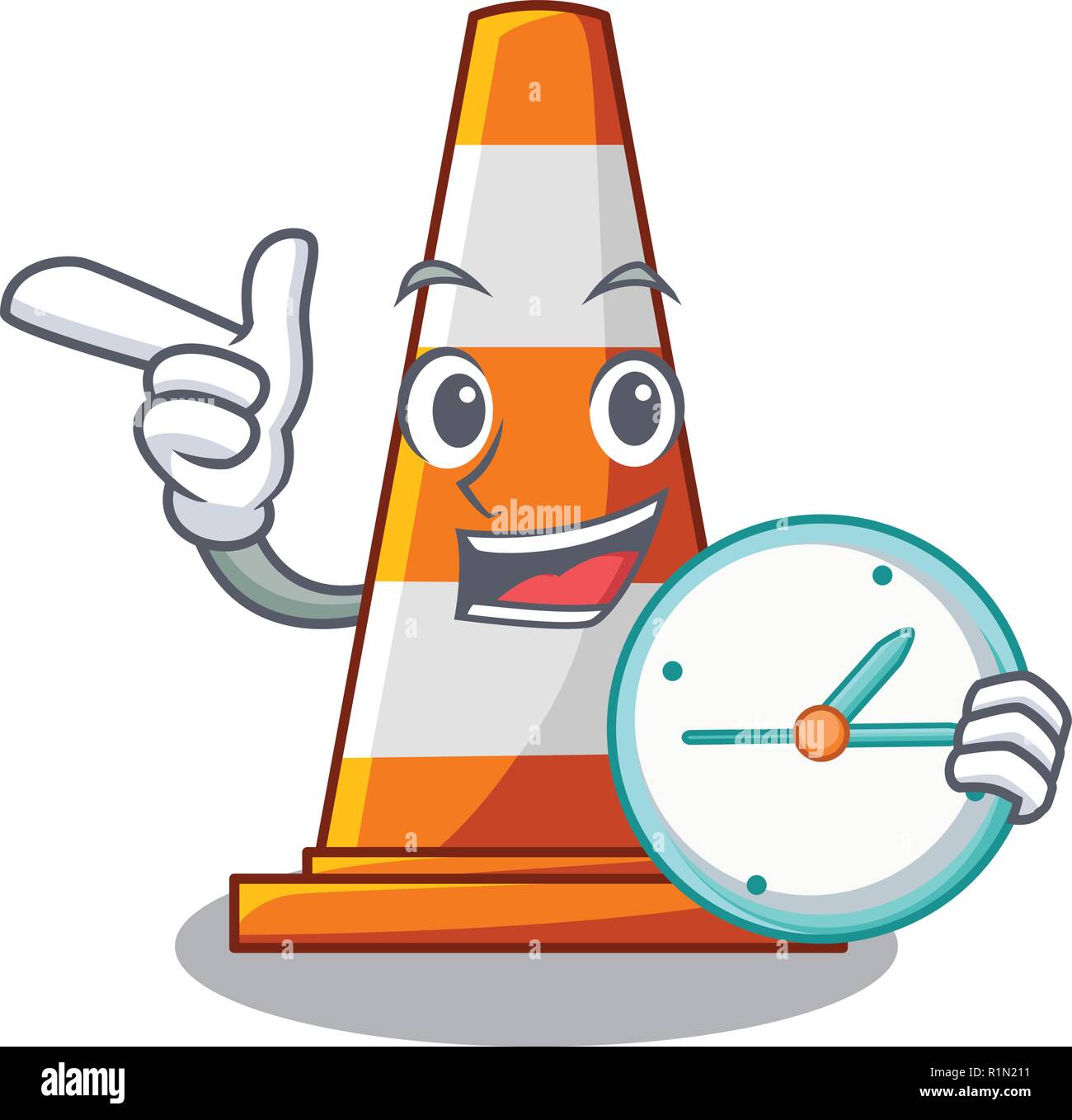 With clock traffic cone on Made in cartoon Stock Vector Image & Art - Alamy