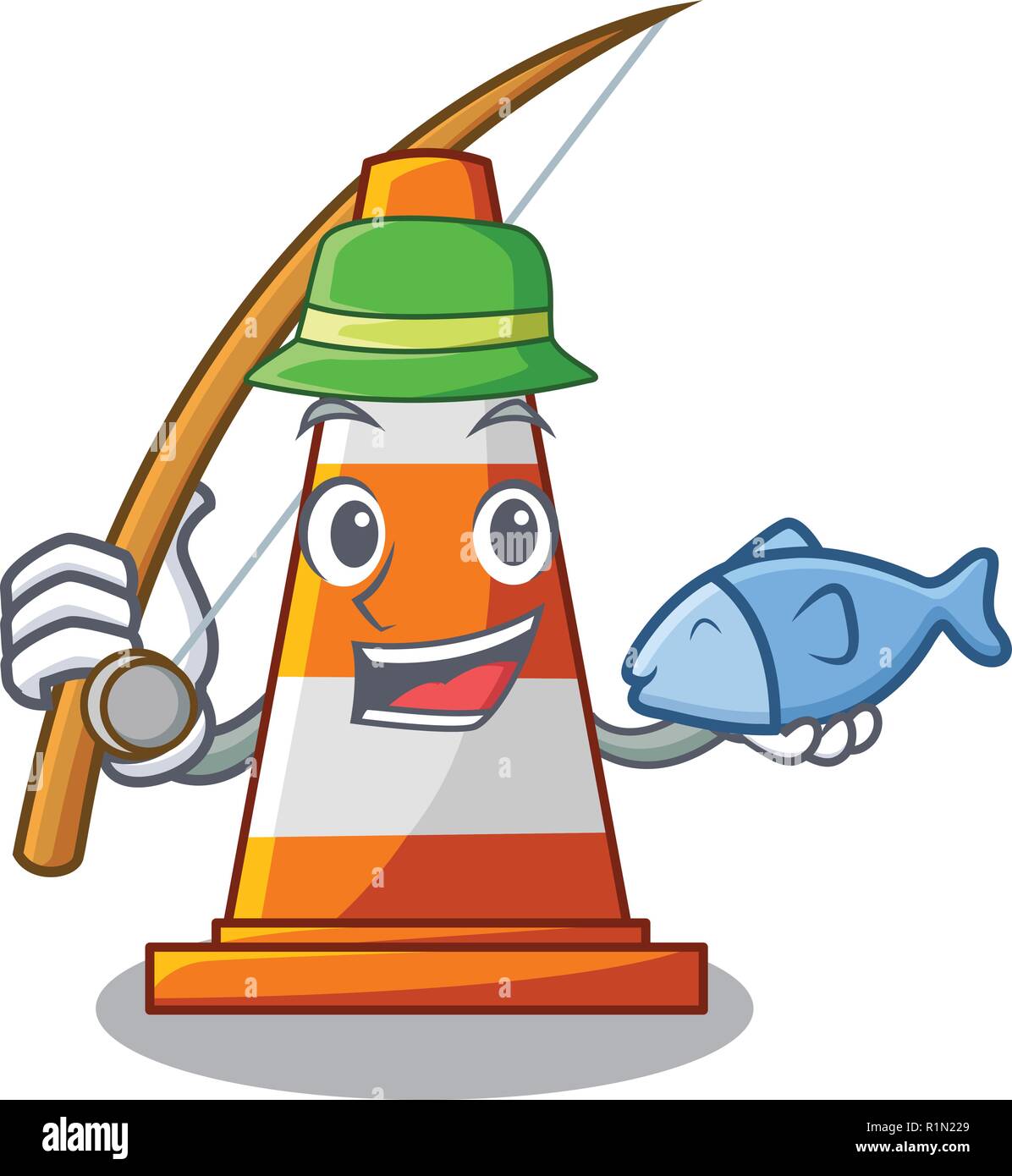 Fishing the traffic cone with character shape Stock Vector Image & Art ...