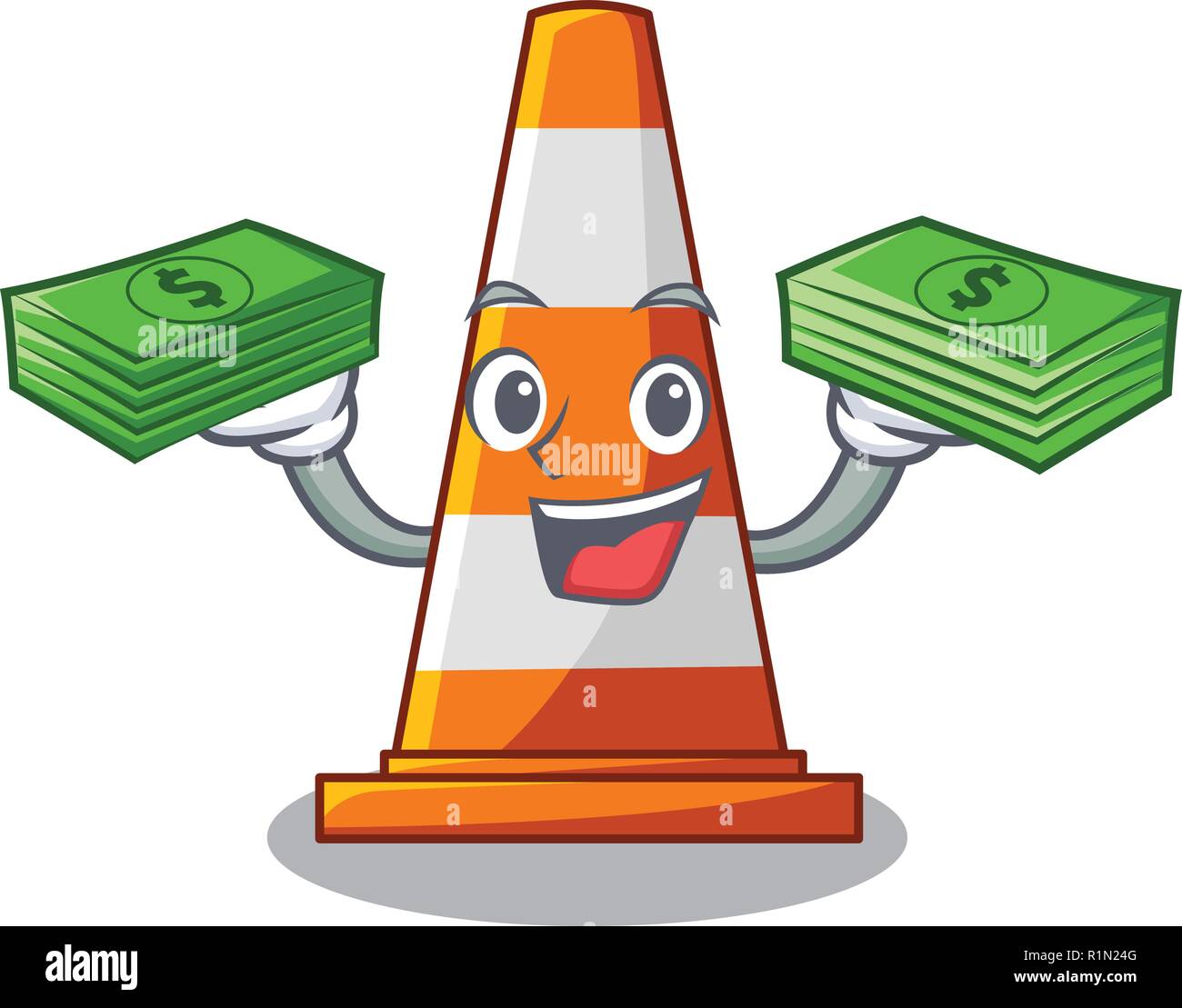 With money the traffic cone with character shape Stock Vector Image ...