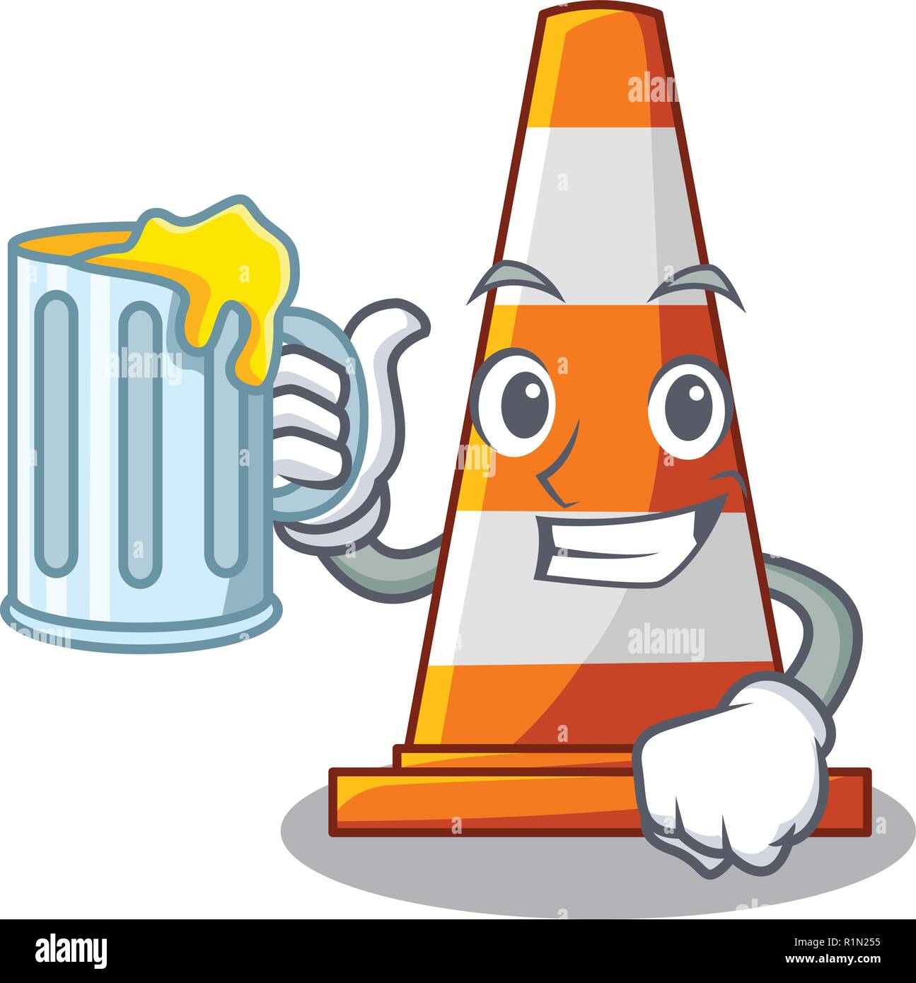 Cartoon character construction cone sign Stock Vector Images - Alamy