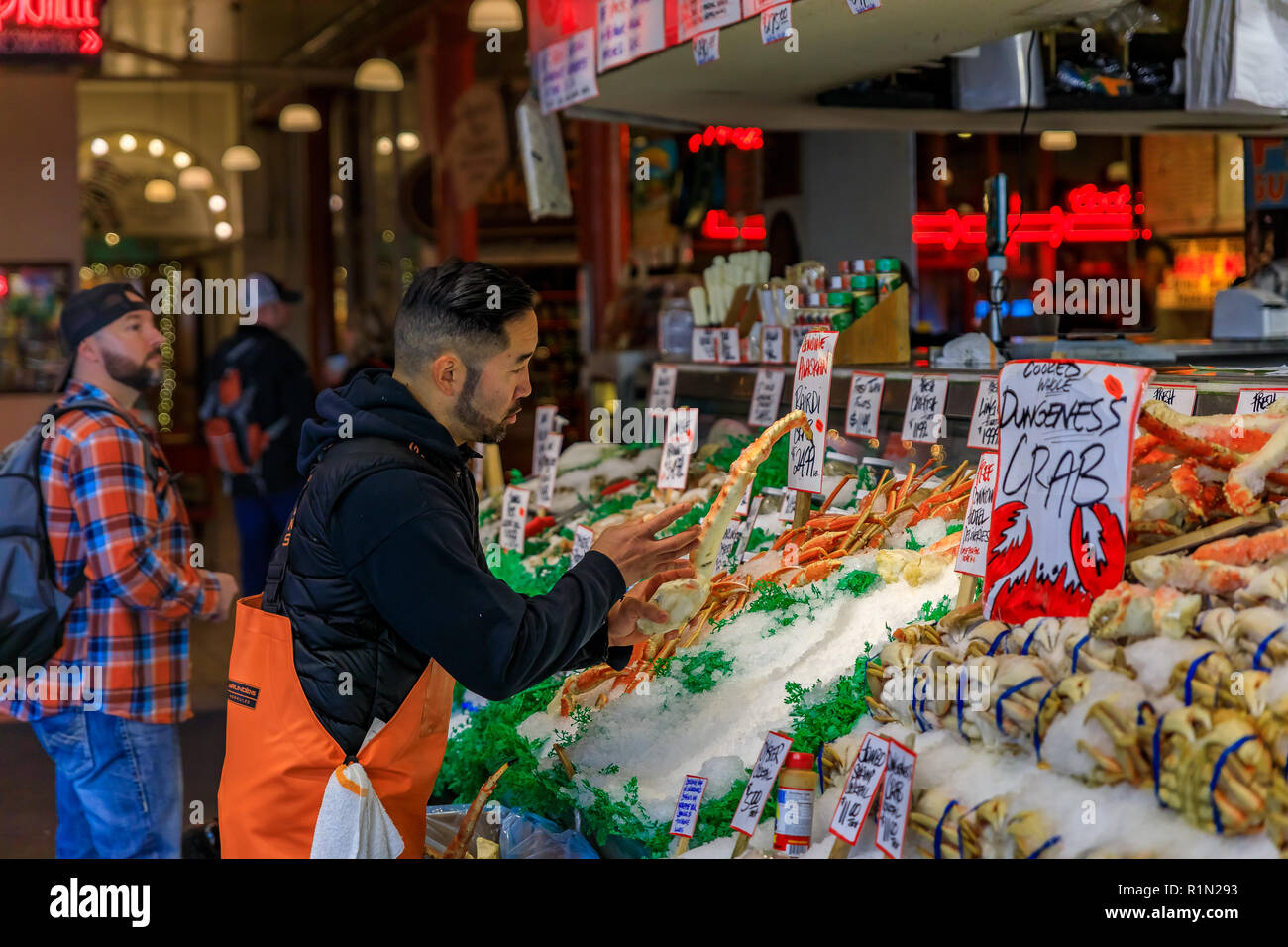 Seattle Fish Market Fish Monger High Resolution Stock Photography and ...