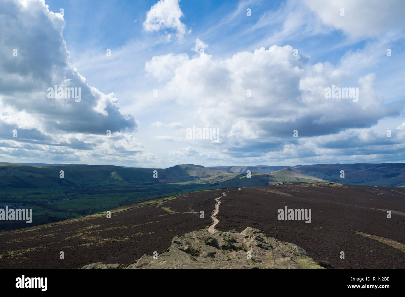 View from the Peak of Win Hill, in the Peak District, Derbyshire ...