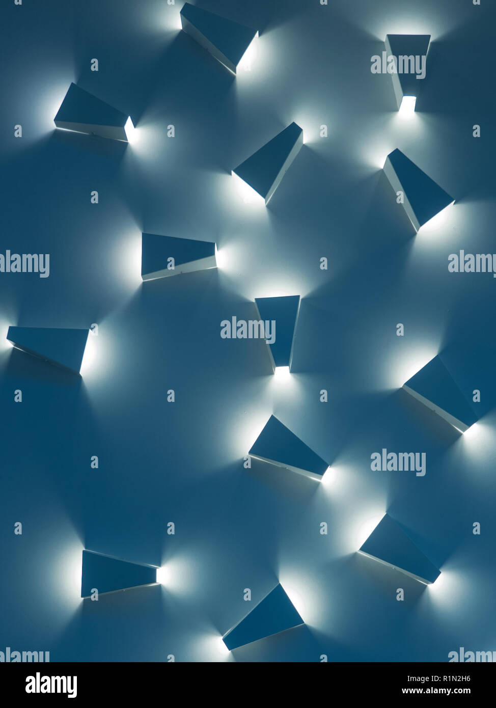 Lighting background. Contemporary indoor design. Ceiling light. Wall ...