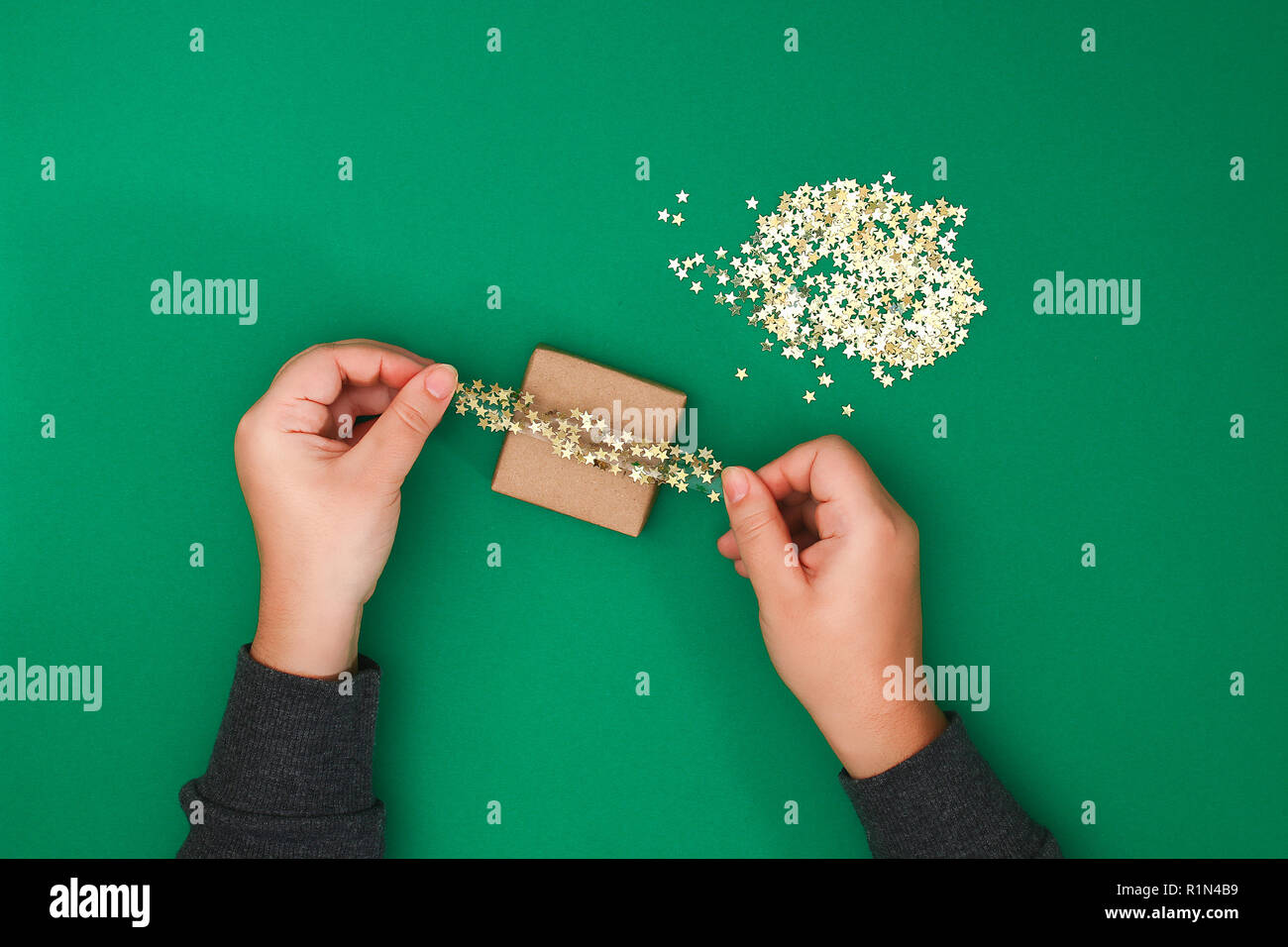 The original design of a Christmas gift of craft paper, scotch and ...