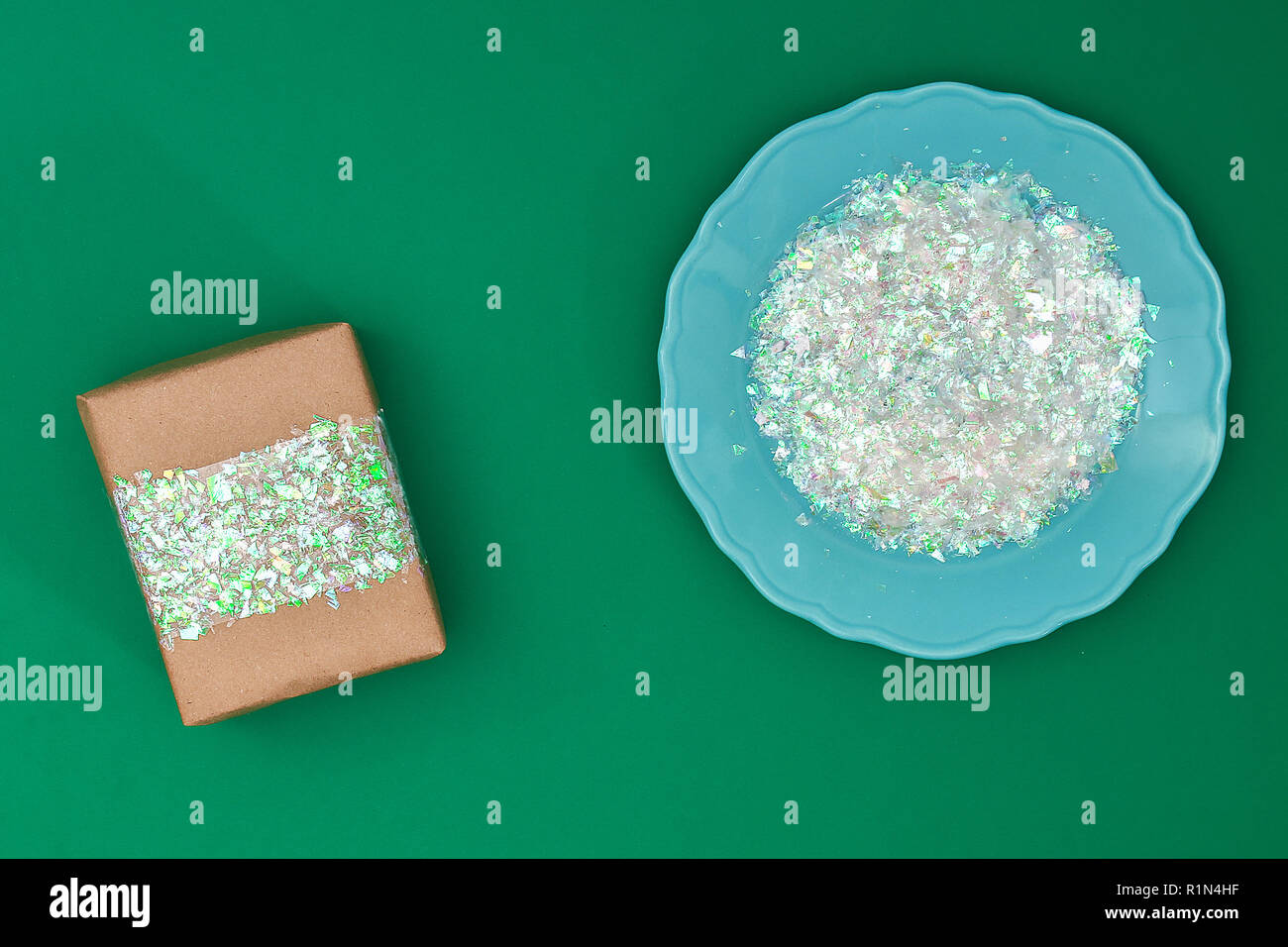 The original design of a Christmas gift from craft paper, scotch tape ...