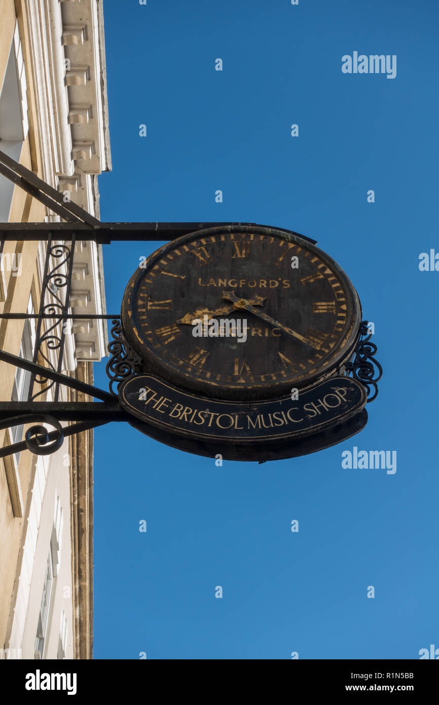 Old clock on wall of building. Bristol Stock Photo - Alamy