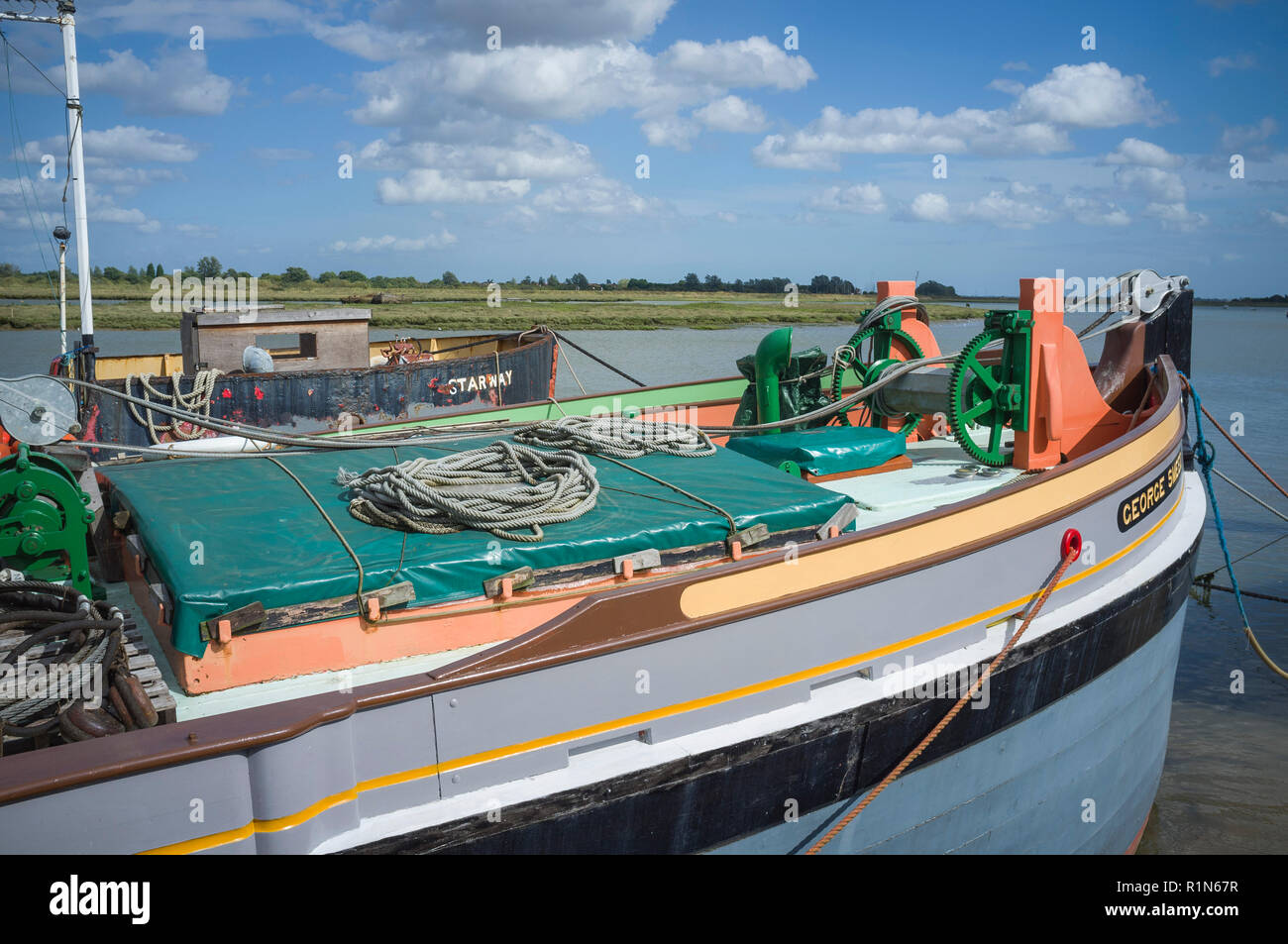 Colourful sailing barges, the Starway and the George Smeed moored on ...