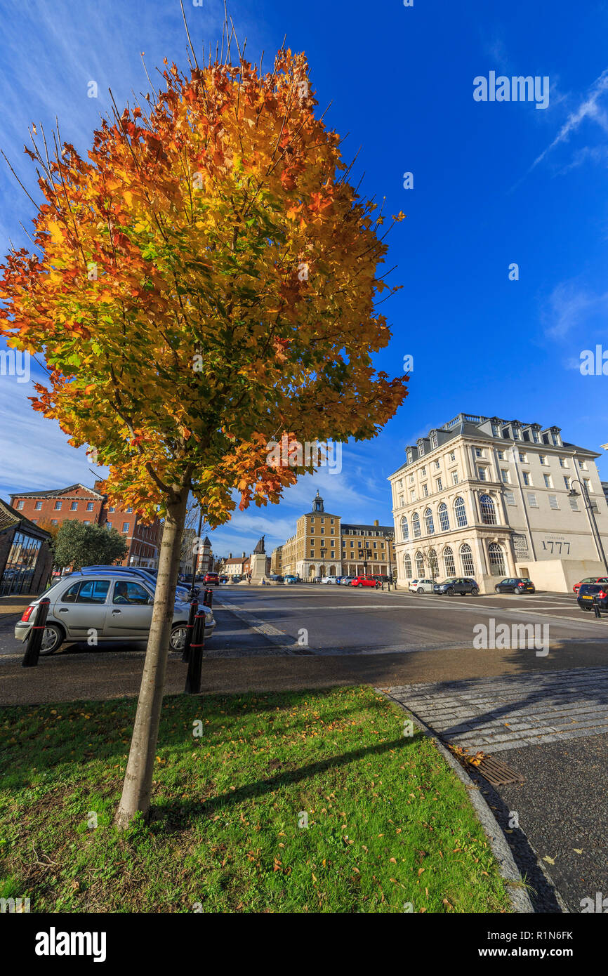 autumn leaves landscapes at Poundbury new town near dorchester , dorset ...