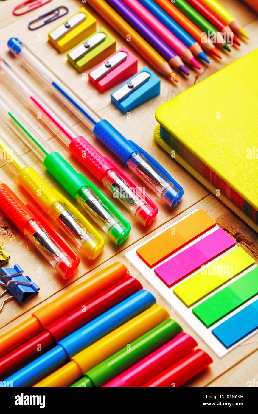 Group school supplies notebooks hi-res stock photography and images - Alamy