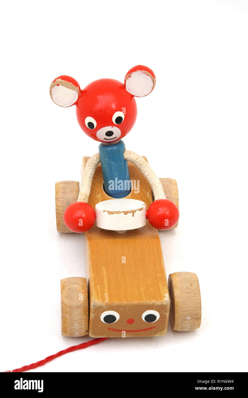 Vintage 1950's Wooden Mouse in Car Pull along Toy Stock Photo - Alamy