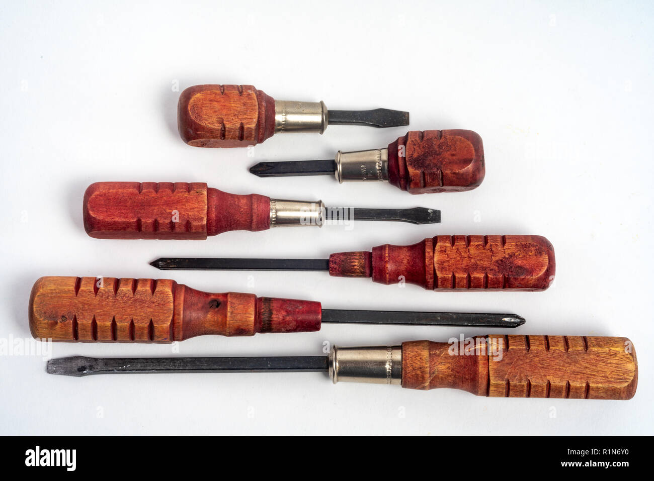 Wooden Handle, retro, vintage, old screwdriver set, pan and phillips ...