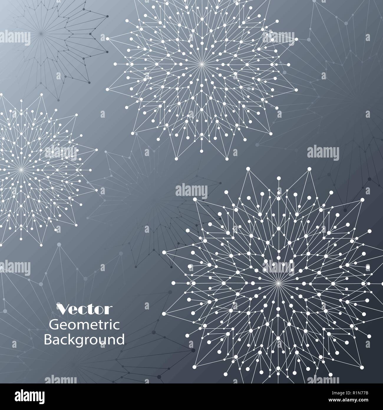 Geometric pattern with connected lines and dots. Vector illustration on ...