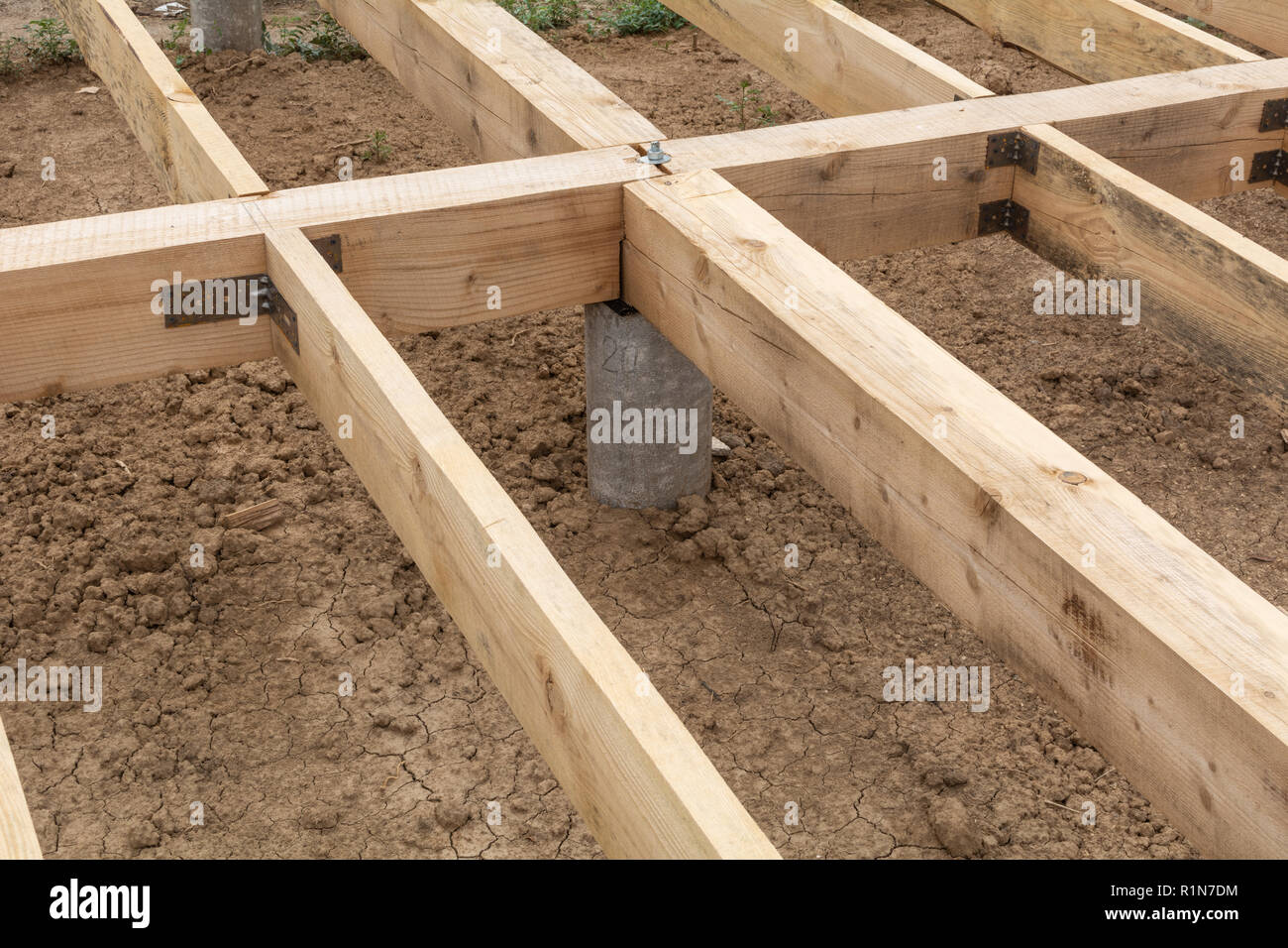 Housing frame assembly. Installation of residential building base of a ...