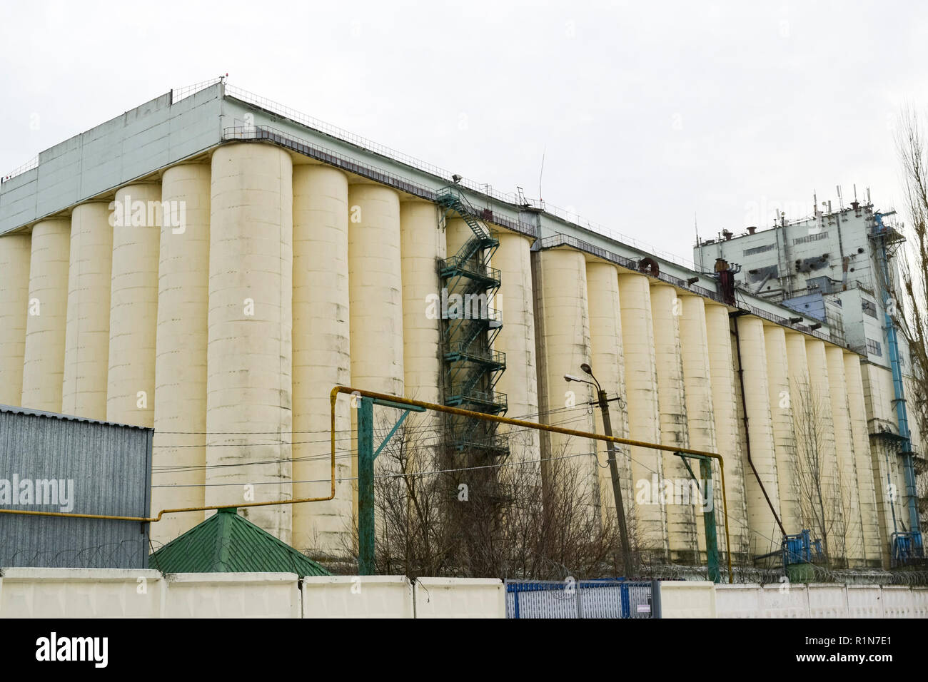 Building for storing and drying grain. Soviet-built elevator Stock ...