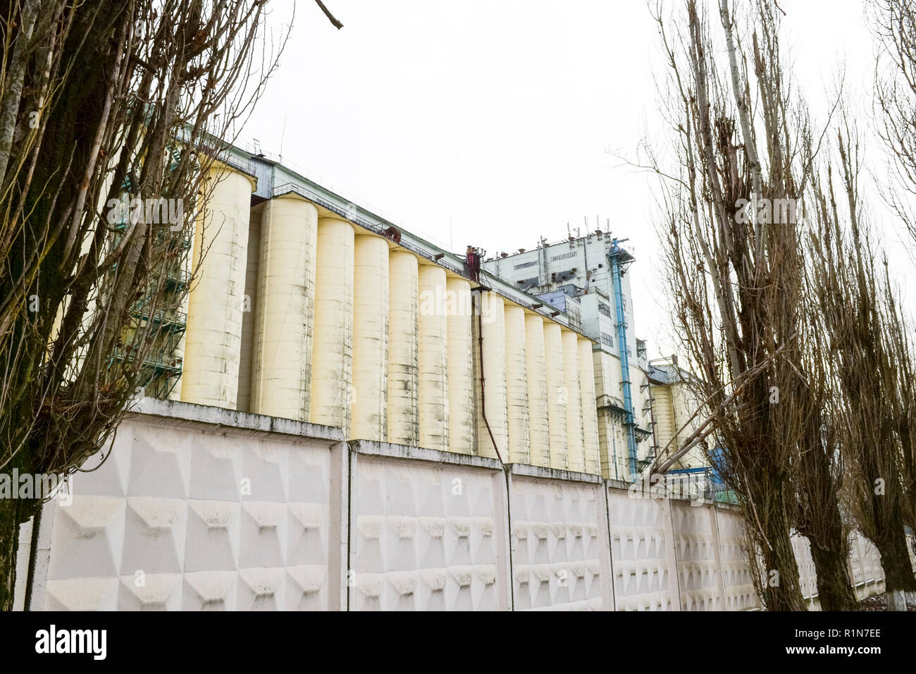 Building for storing and drying grain. Soviet-built elevator Stock ...