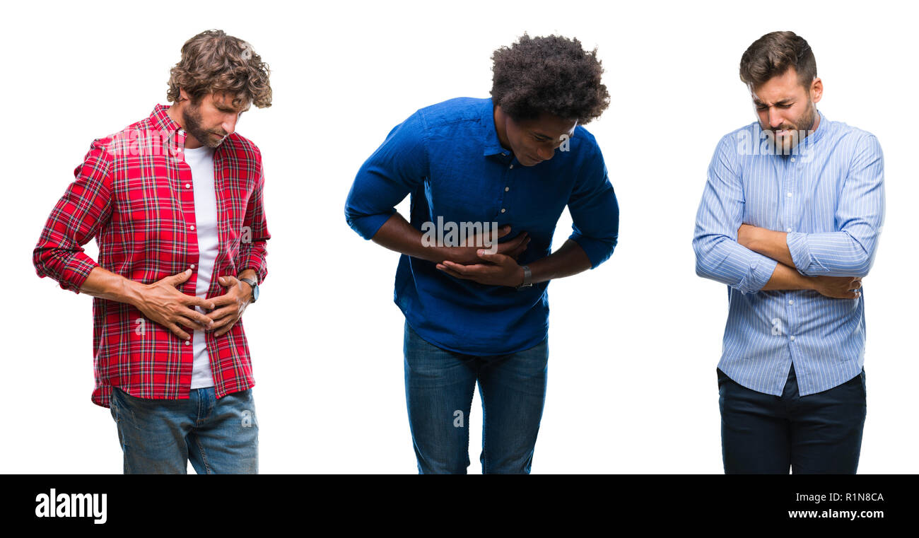 Collage of group of african american and hispanic men over isolated ...