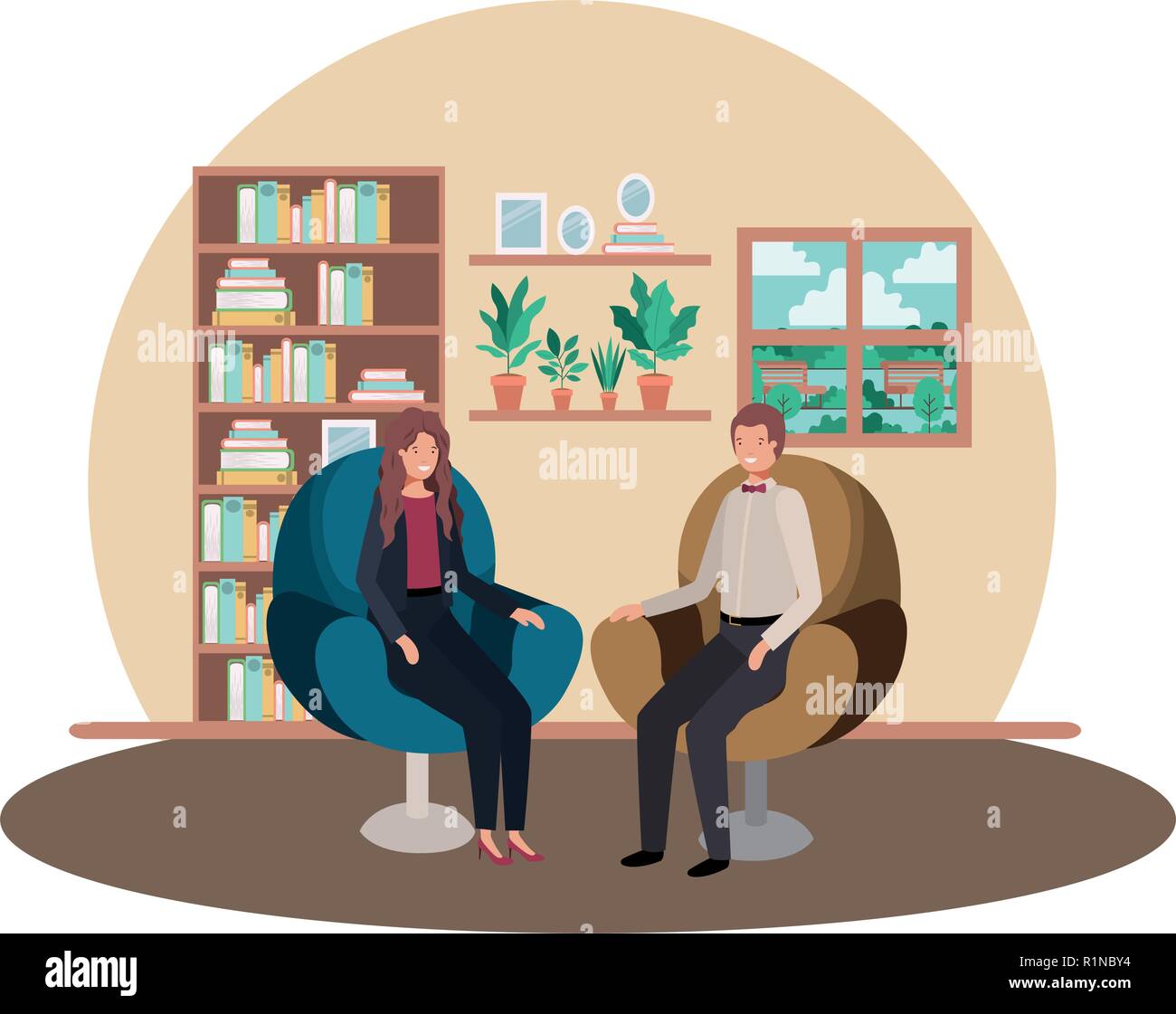 Young friends sitting together in Stock Vector Images - Alamy