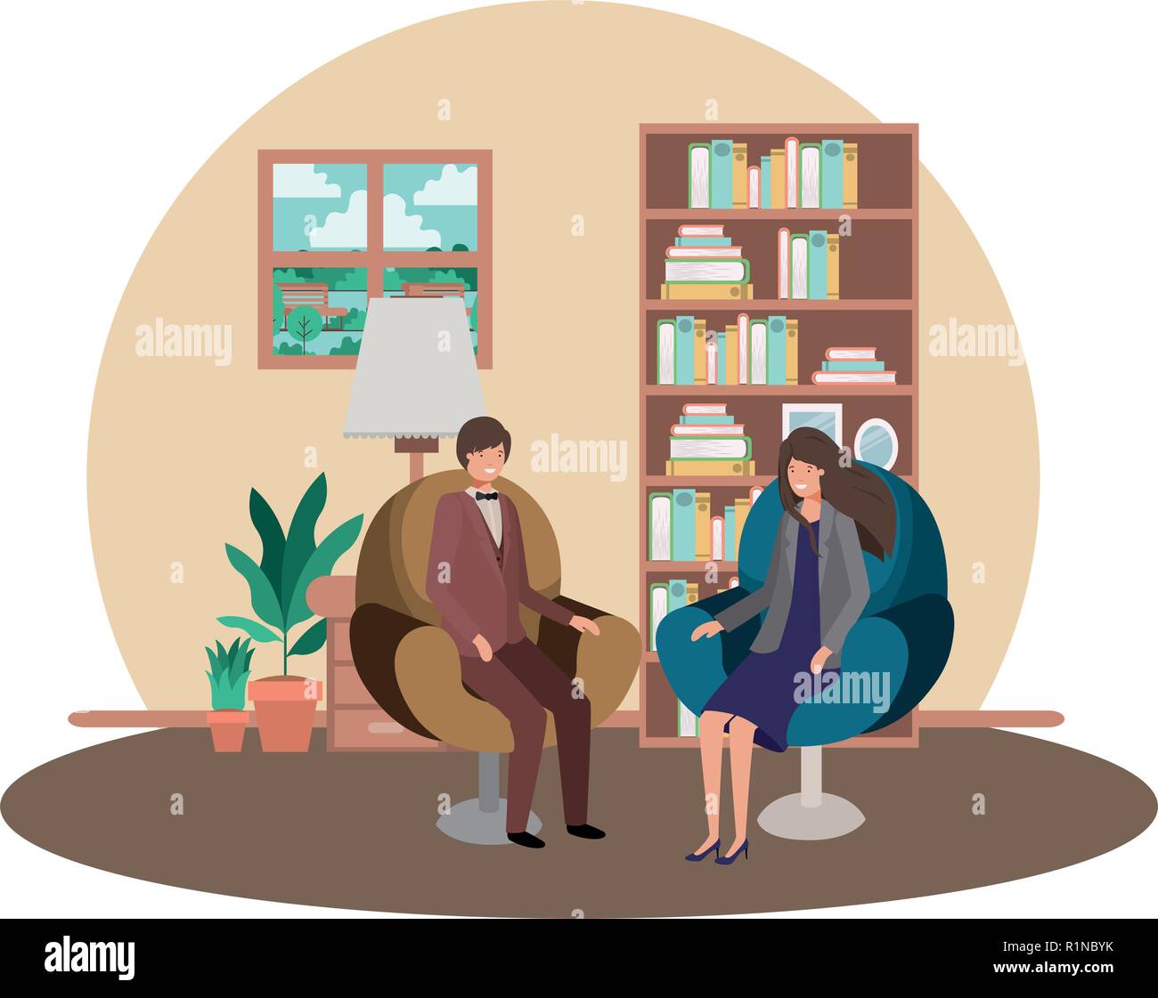 Young friends sitting together in Stock Vector Images - Alamy