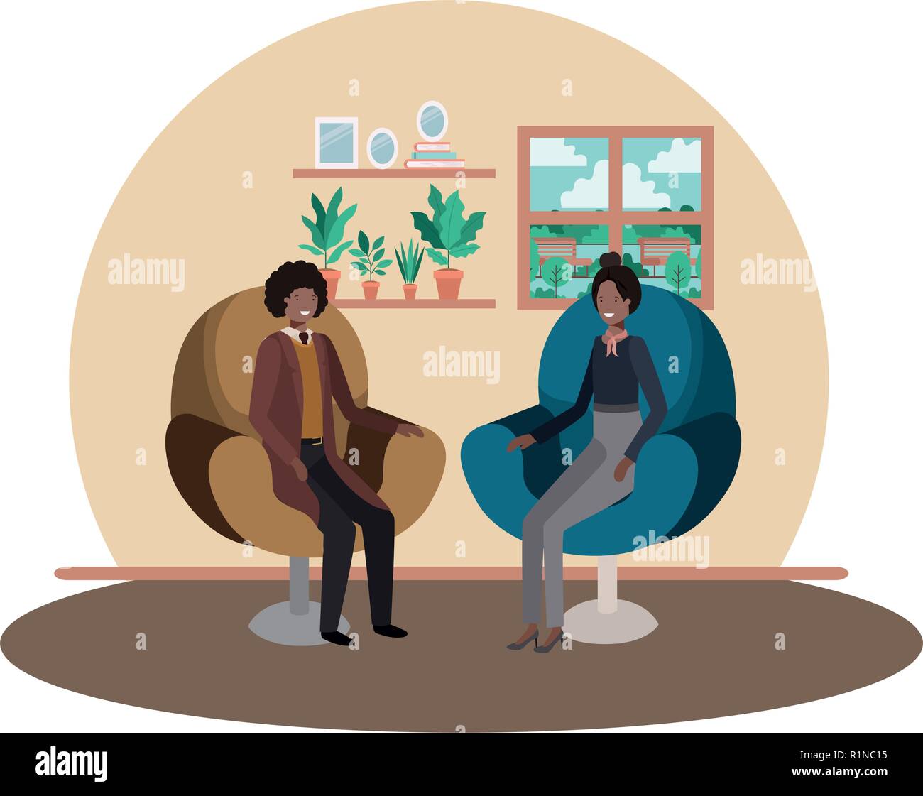 Young friends sitting together in Stock Vector Images - Alamy