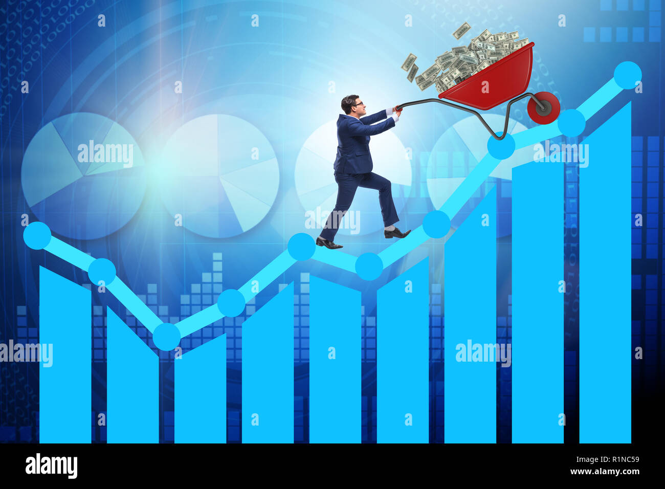 Man pushing wheelbarrow full money hi-res stock photography and images ...