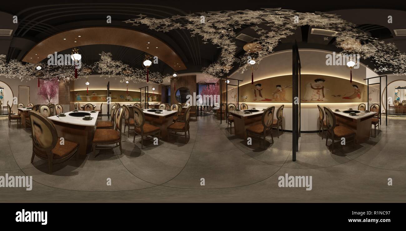 360 Degrees Home Interior, Living and Dining Room Stock Photo - Alamy
