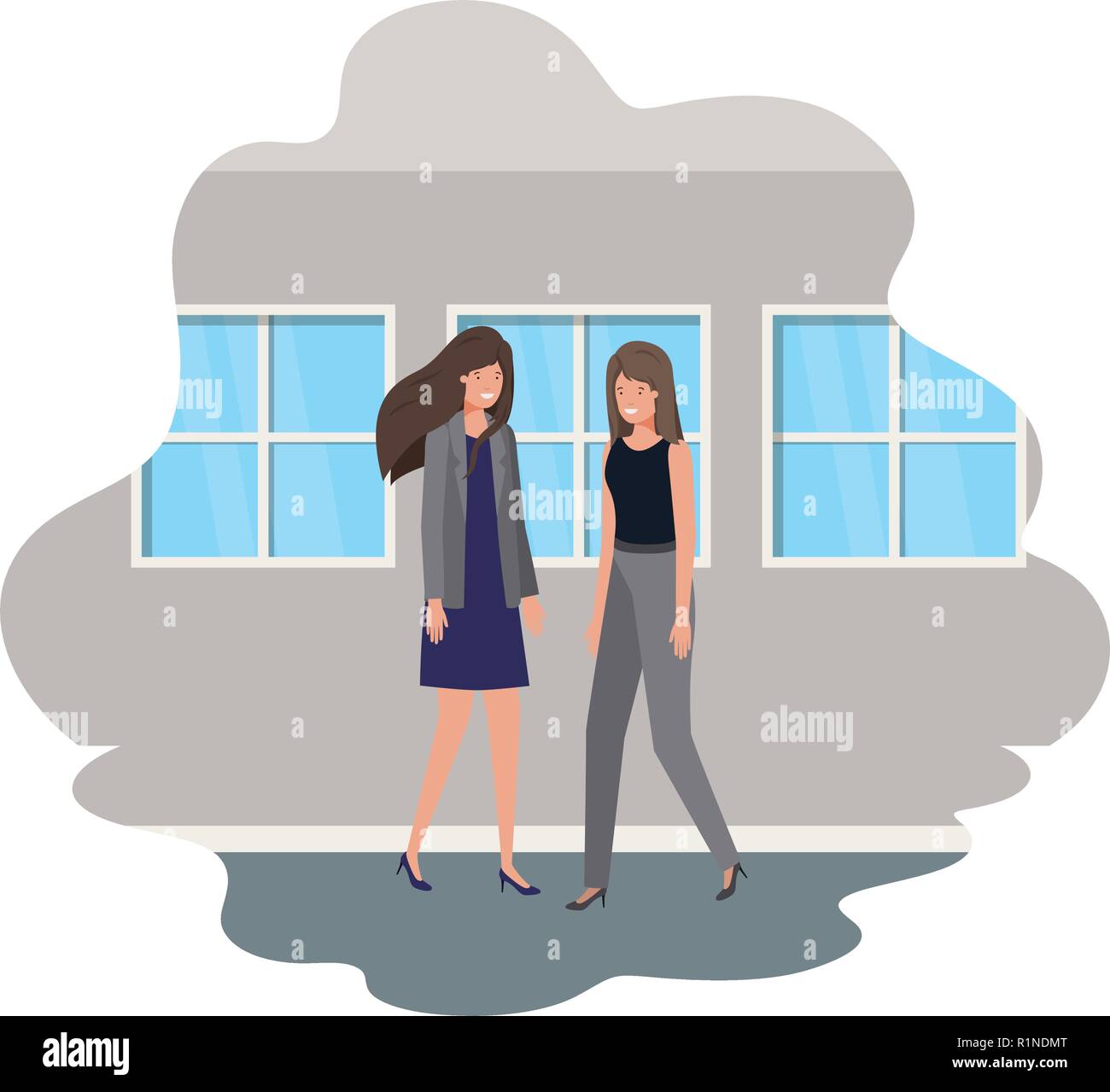 businesswomen with wall and windows avatar character Stock Vector Image ...