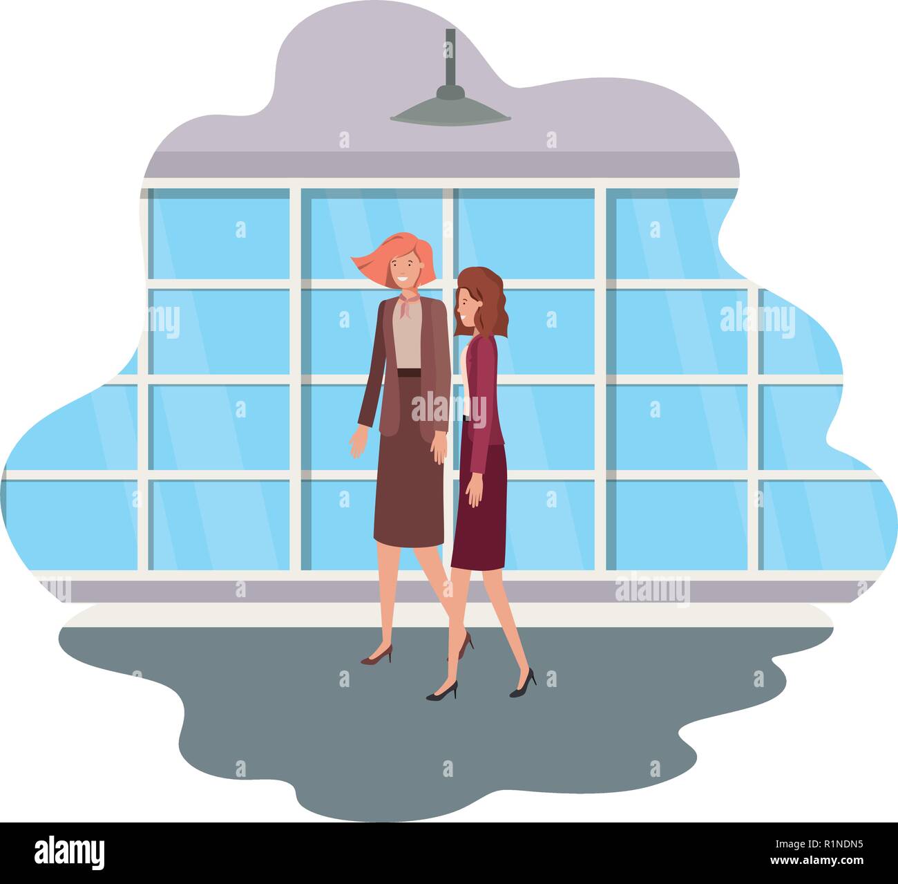 businesswomen with wall and windows avatar character Stock Vector Image ...