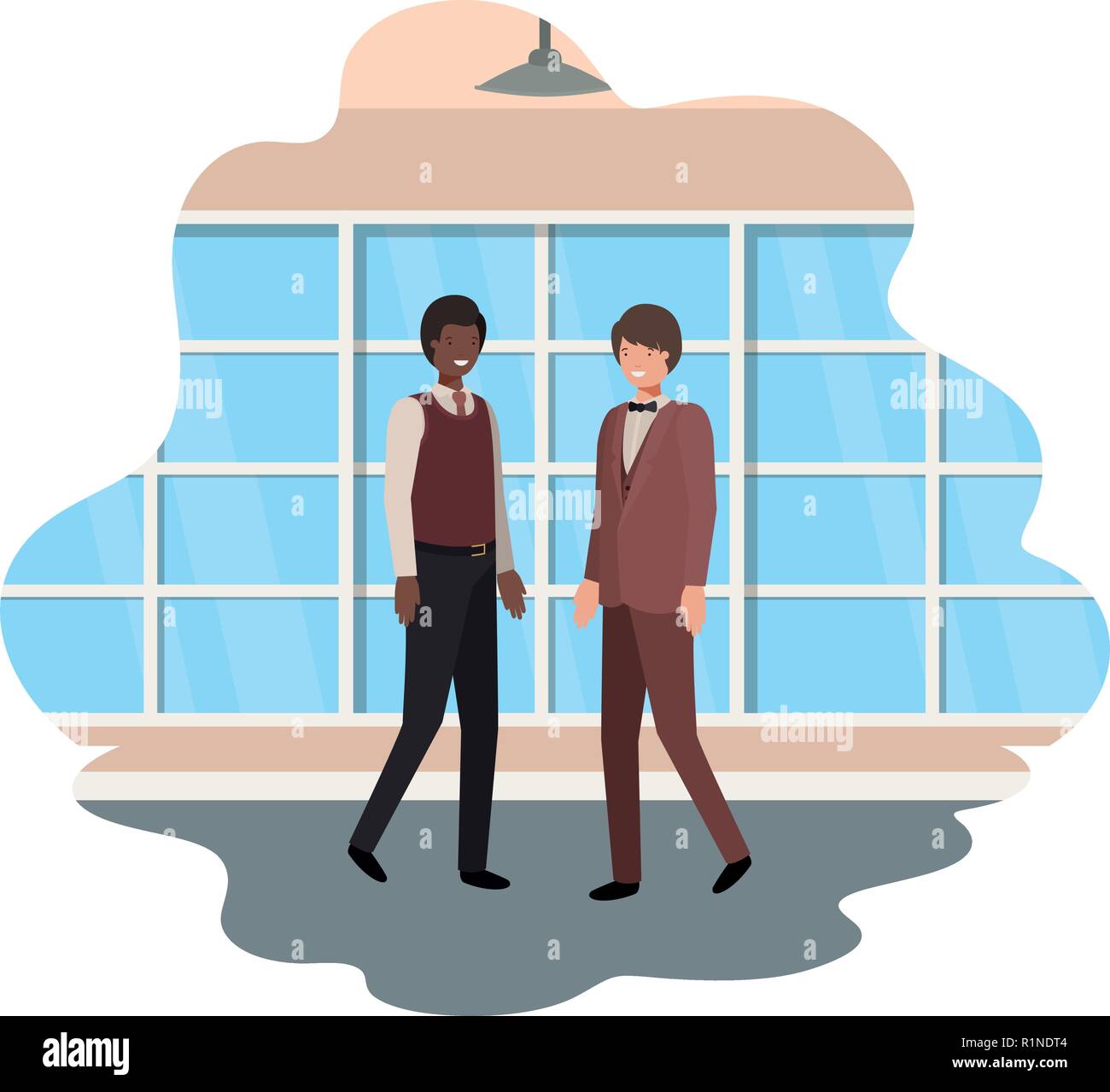 businessmen with wall and windows avatar character Stock Vector Image ...