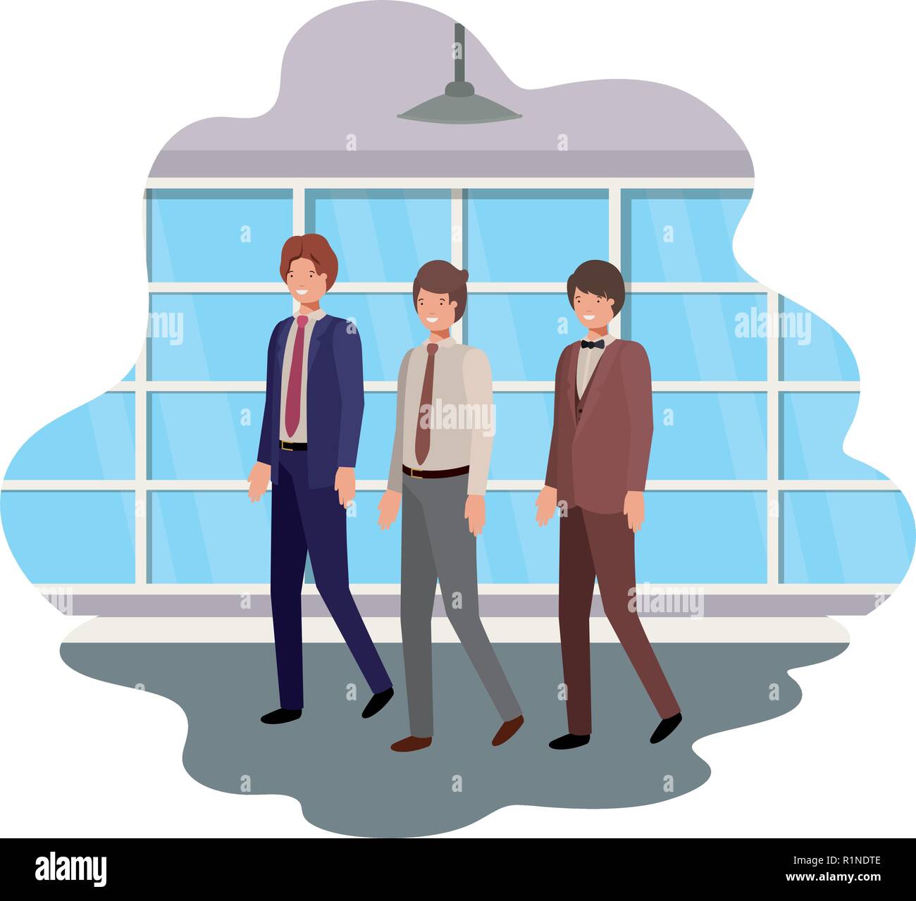 businessmen with wall and windows avatar character Stock Vector Image ...