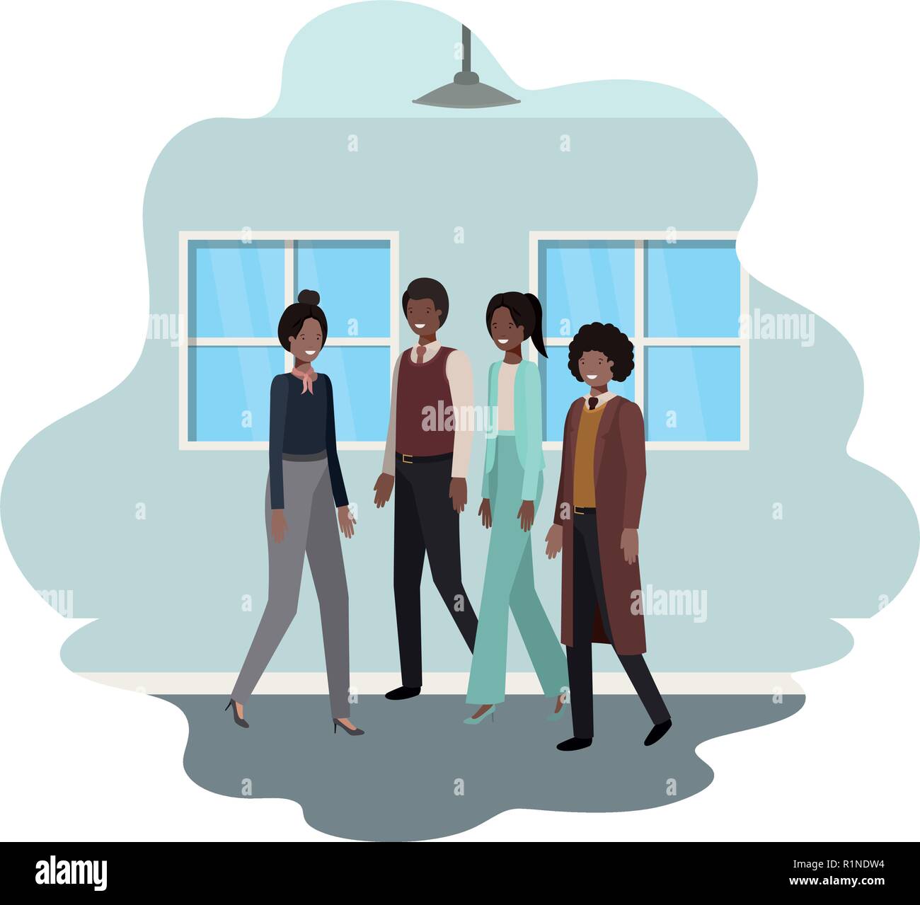 businessmen with wall and windows avatar character Stock Vector Image ...