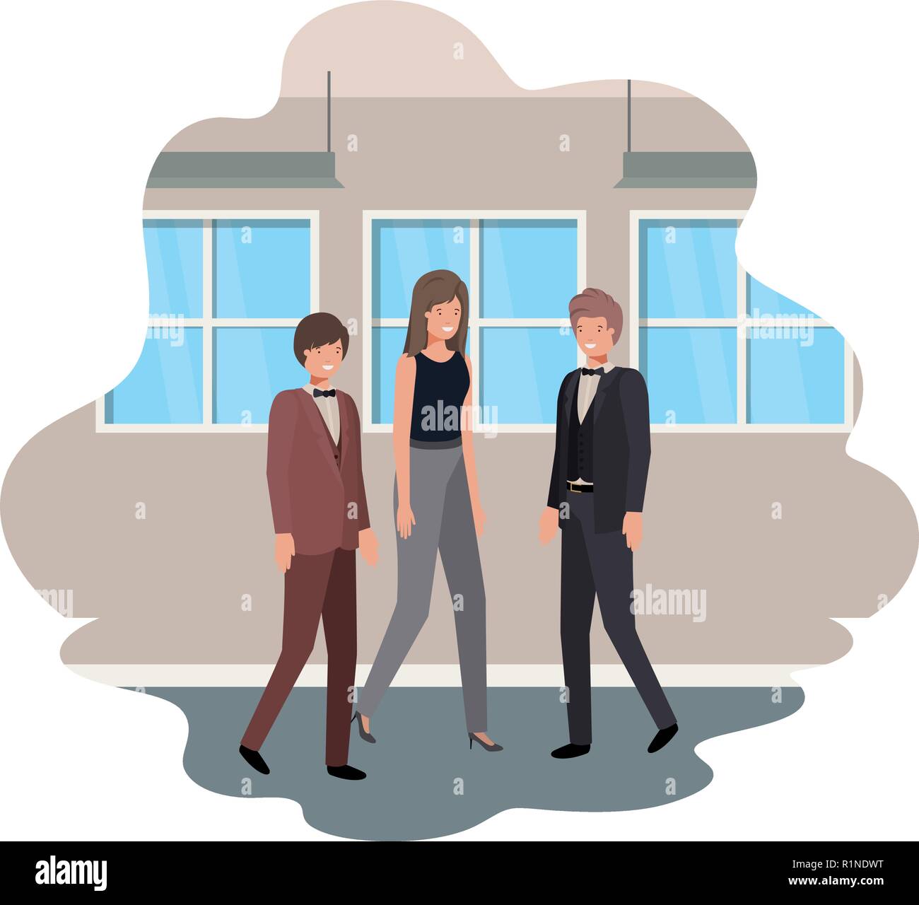 group of business with wall and windows avatar character Stock Vector ...