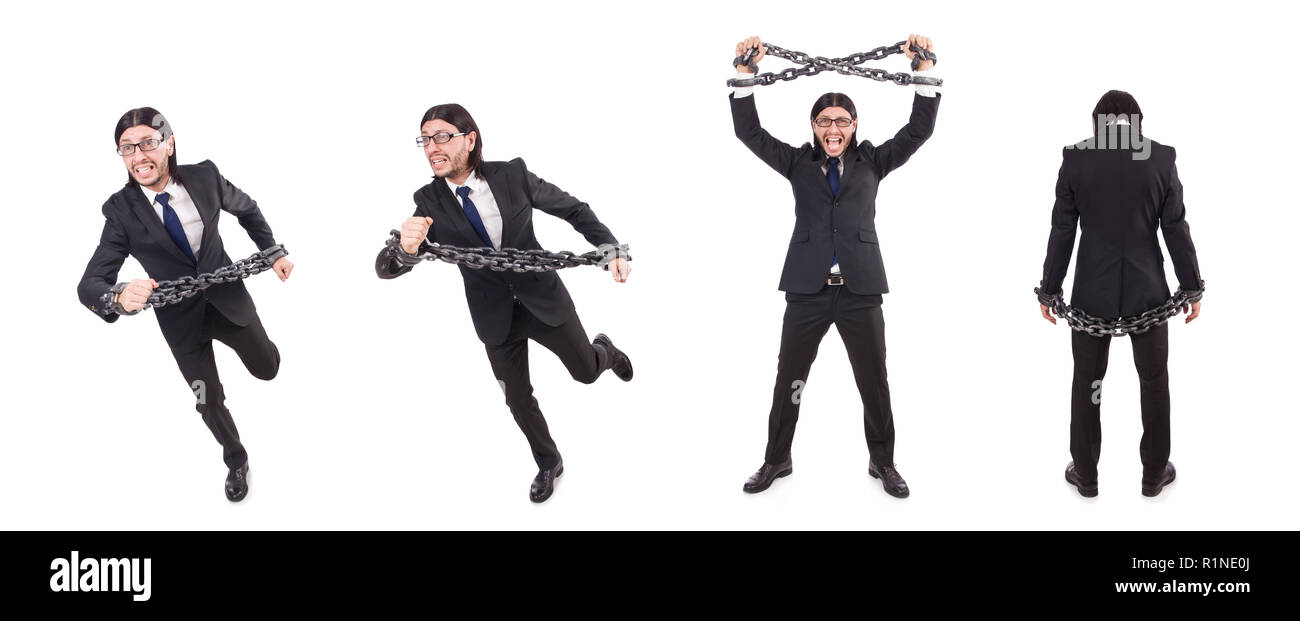 Man with chain isolated on the white Stock Photo - Alamy