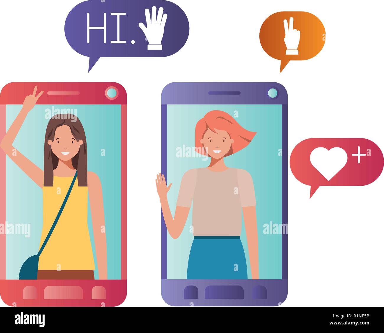 Young women in smartphone Stock Vector Images - Alamy