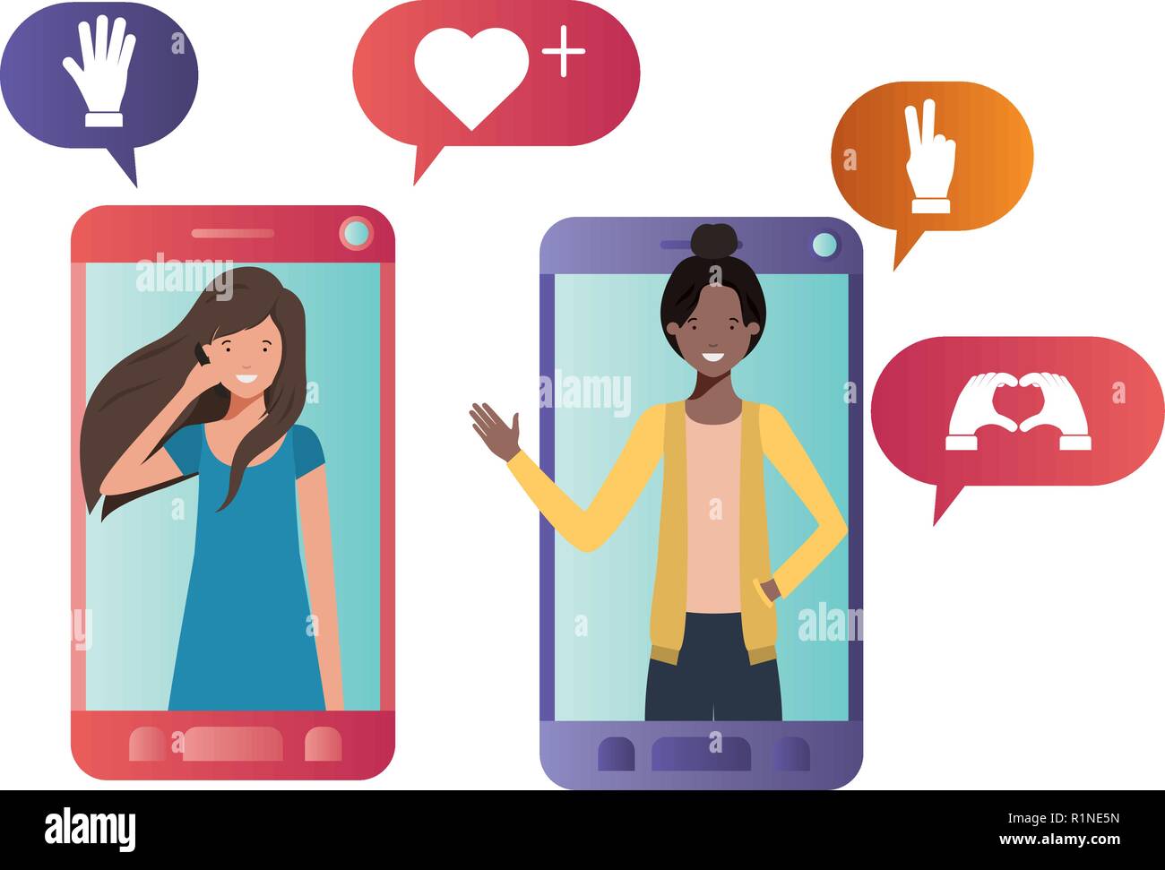 Young women in smartphone Stock Vector Images - Alamy